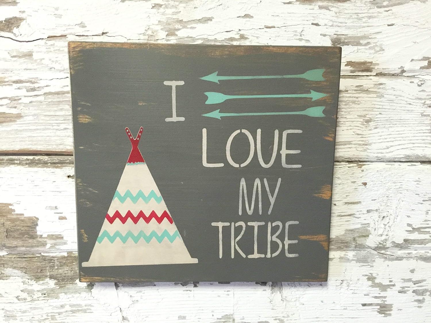 Amazon.com: I Love My Tribe Saying with Arrow Rustic Wood Sign Woodland ...