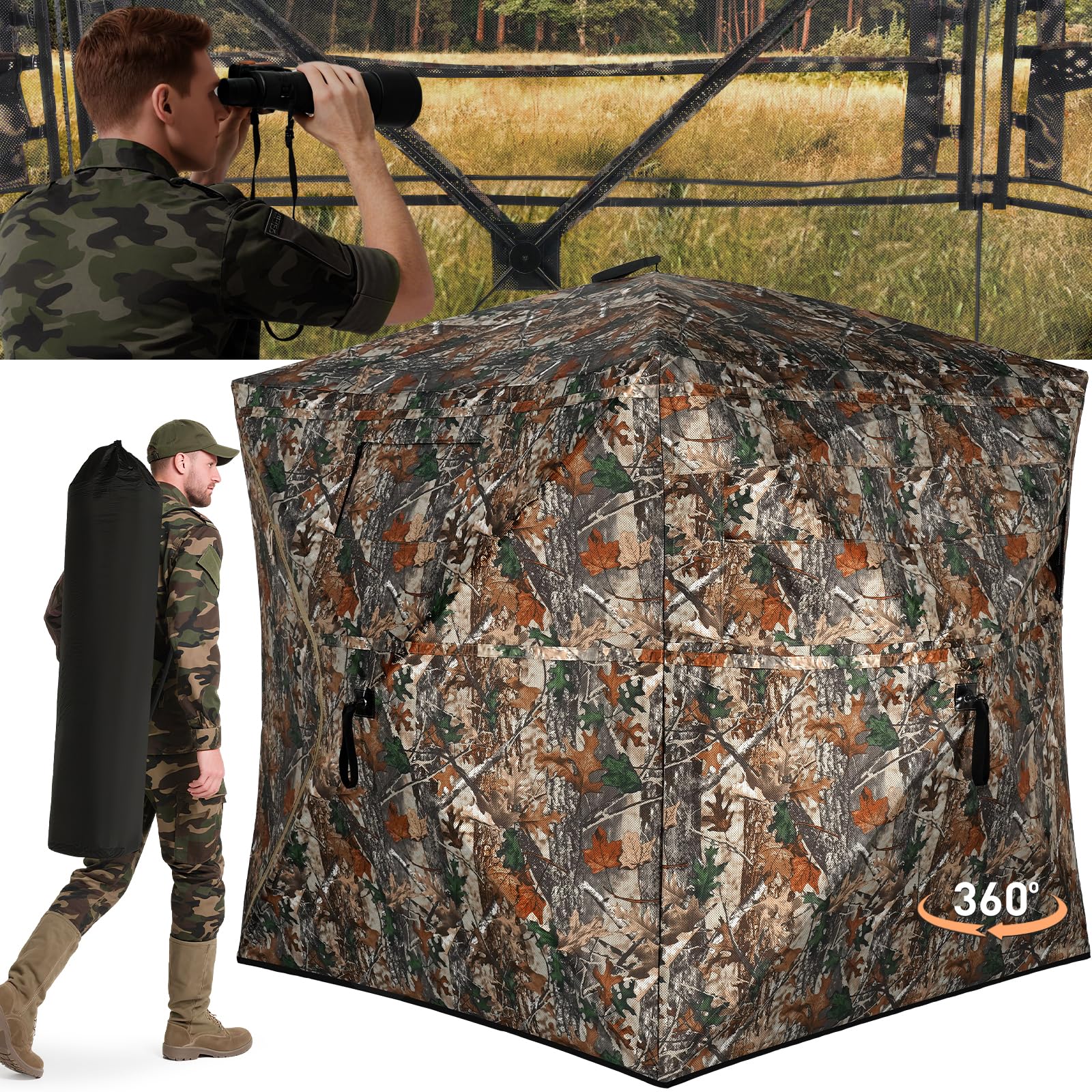 TLC Sport Hunting Blind with Carrying Bag, 360 Degree See Through ...