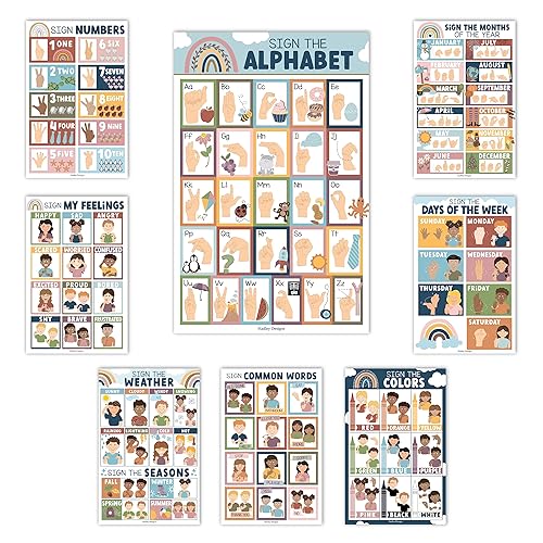 Hadley Designs 8 Boho American Sign Language Poster For kids - Sign ...