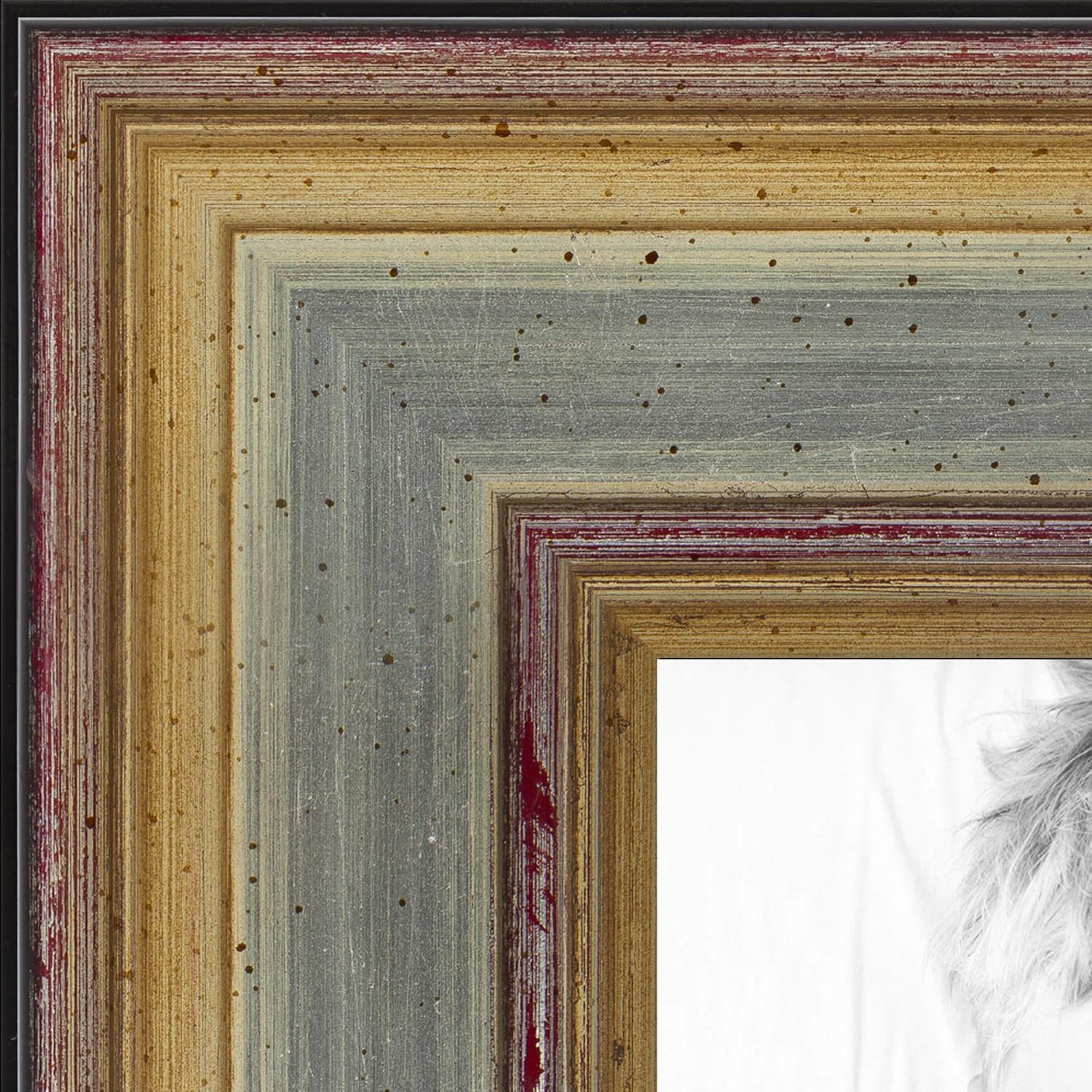 Amazon.com - ArtToFrames 8x12 inch Silver Frame with Gold Accents Wood ...