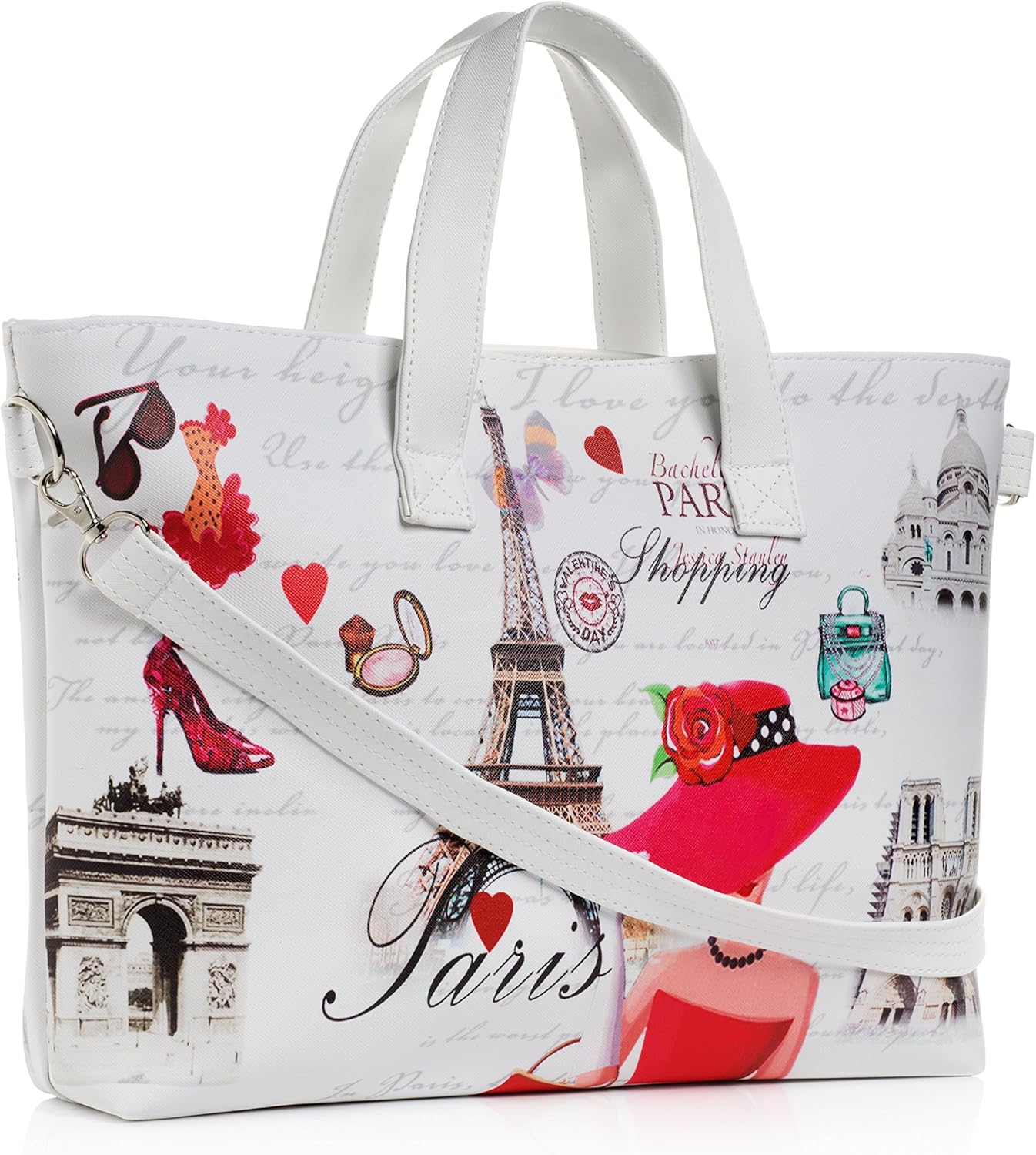 Amazon.com: Paris Tote Bag with adjustable and removable cross body ...