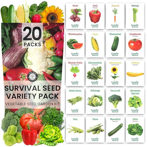 20 Vegetable Seed Packets | Survival Variety Pack | 2025 Season ...