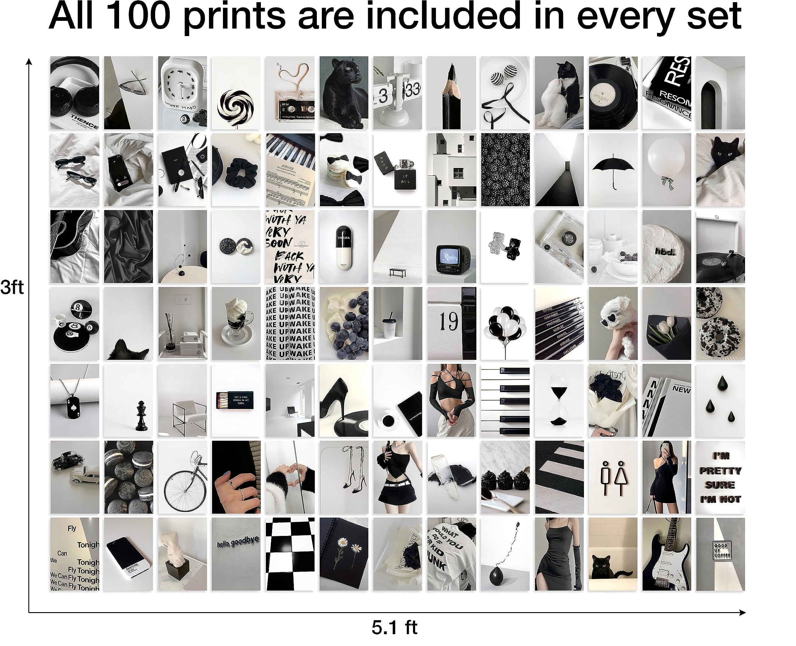 Y2K BOO Black And White Wall Collage Kit - 100 Trendy Monochrome ...