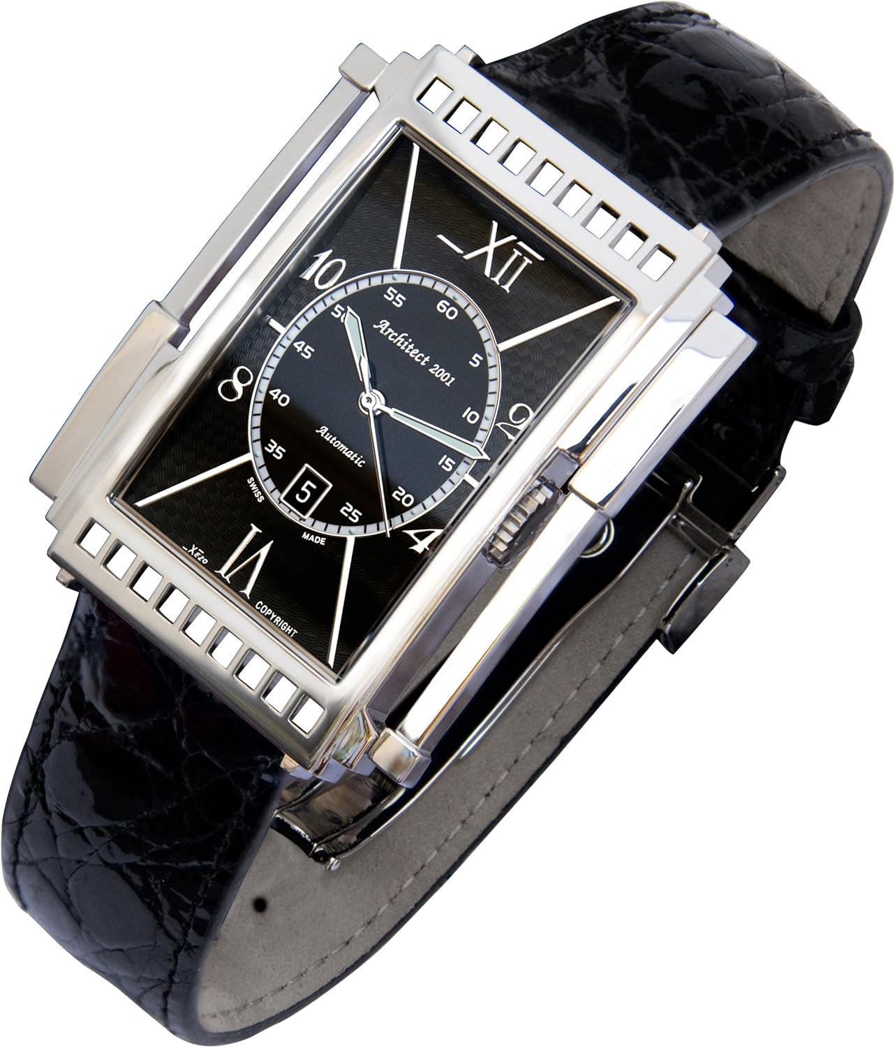 Xezo Mens Architect Schweizer Uhr. Automatik mit gewölbtem Glas ...