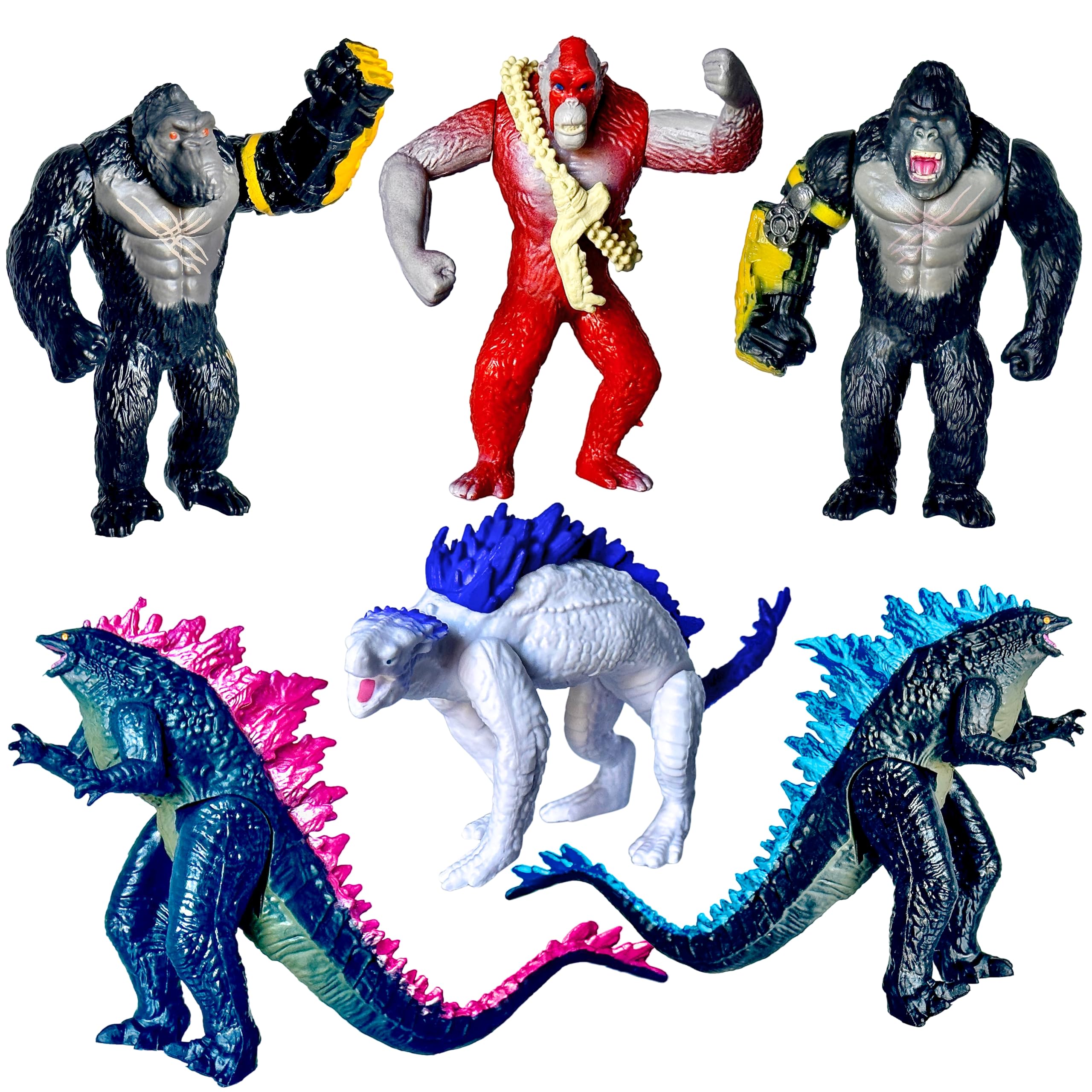 TwCare Set of 6 Godzilla x Kong: The New Empire, Dinosaur Dragon Toys Action Figures, Evolved ...