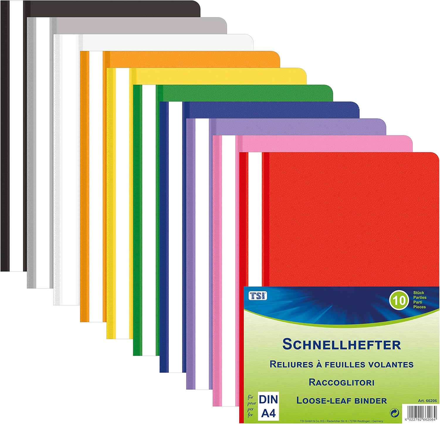 TSI 66206 File Folder A4 Polypropylene Pack of 10 Assorted Colours ...