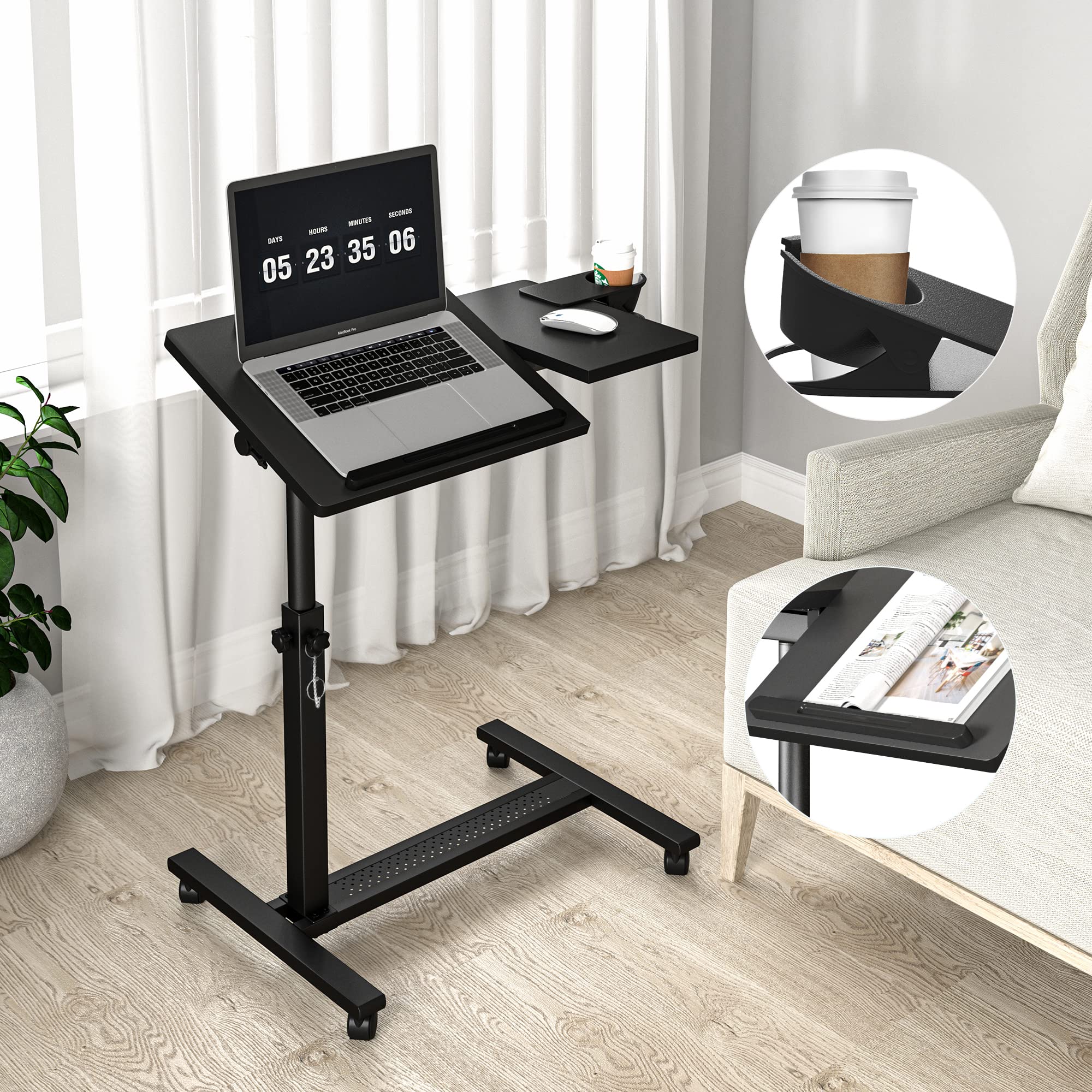 Mua Panta Height Adjustable Rolling Laptop Stand, Overbed Table with 2 ...