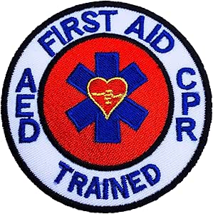 Amazon.com: First Aid AED CPR Trained Patch (3 Inch) Embroidered Iron or Sew on Badge DIY ...