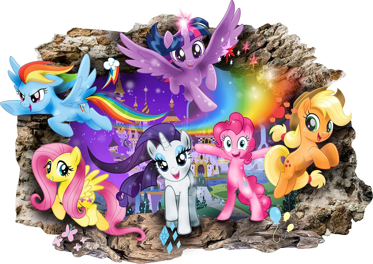 Mein kleines Pony My Little Pony 3D Cartoon Smashed Wandaufkleber für ...