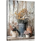 Amazon.com: Rustic Farmhouse Daisy Floral Canvas Wall Art Vintage ...
