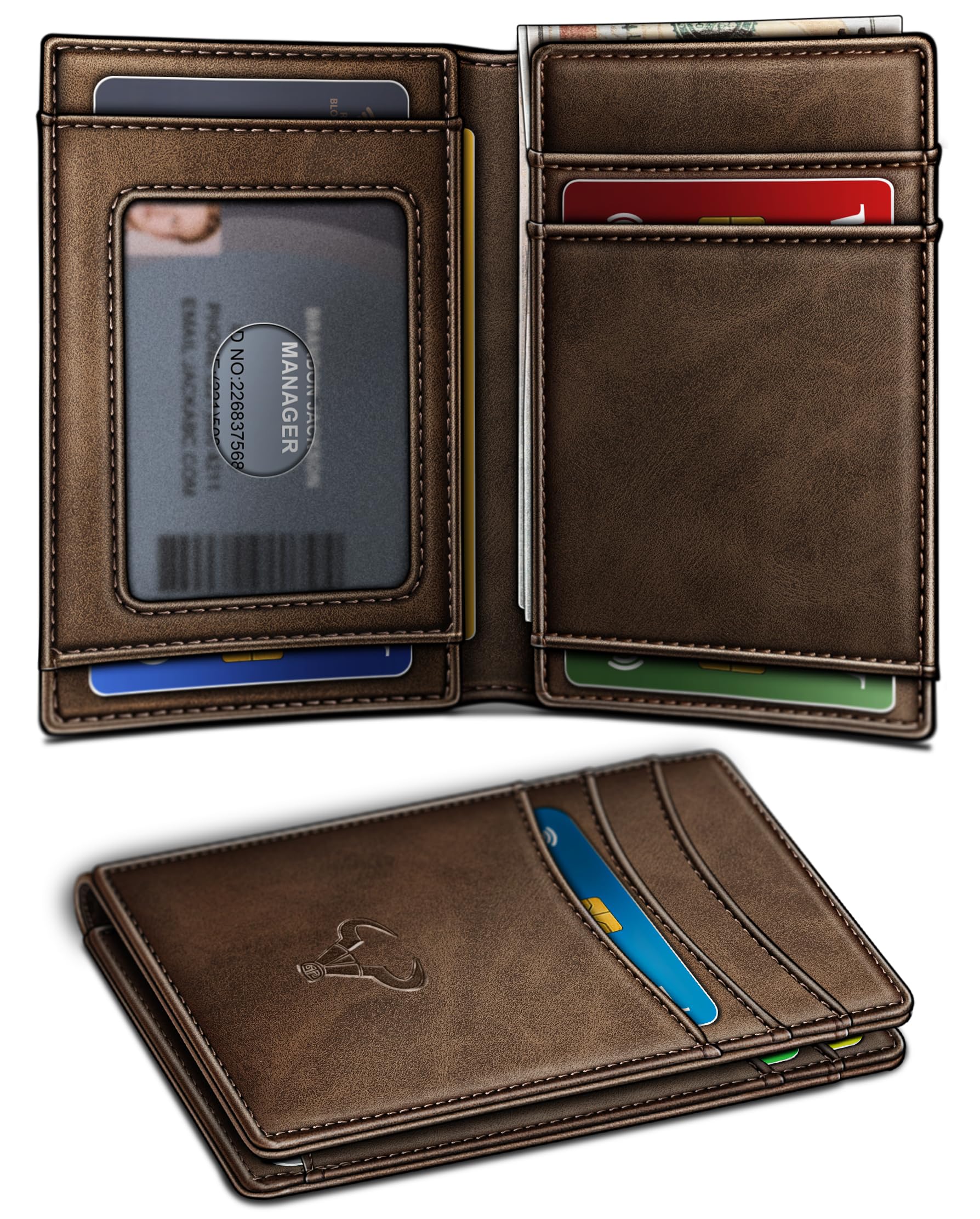 BULLIANT Slim Wallet For Men 12Cards,Easy Leather Wallet Card Holder ...