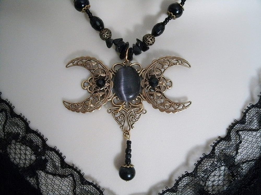 Amazon.com: Triple Moon Necklace, handmade jewelry, wiccan, pagan ...