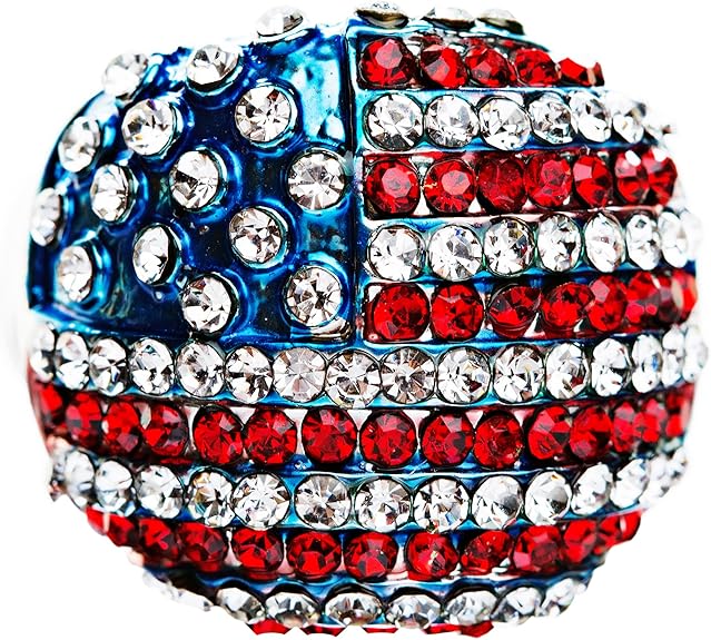 Amazon.com: Patriotic American Flag Crystal Rhinestone Curved Sparkle ...
