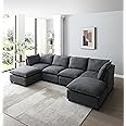 Amazon.com: Eafurn Down Filled Reversible Modular Sectional Couch with Movable Ottoman Sets ...