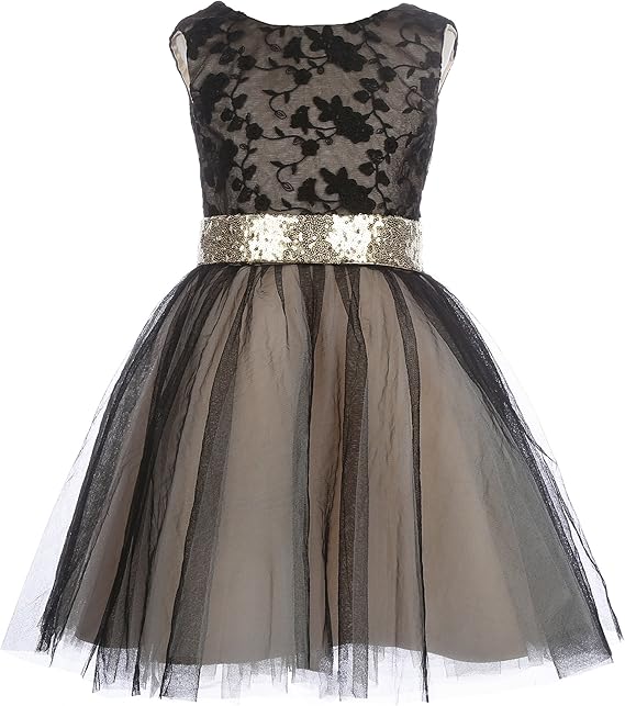 Amazon.com: Mrprettys Black Gold Sequin Flower Girl Dresses Little ...