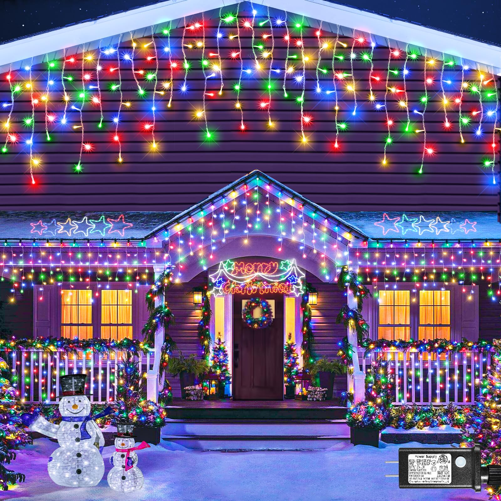 Icicle Christmas Lights Outdoor, 132ft 1280 LED Icicle Lights for ...
