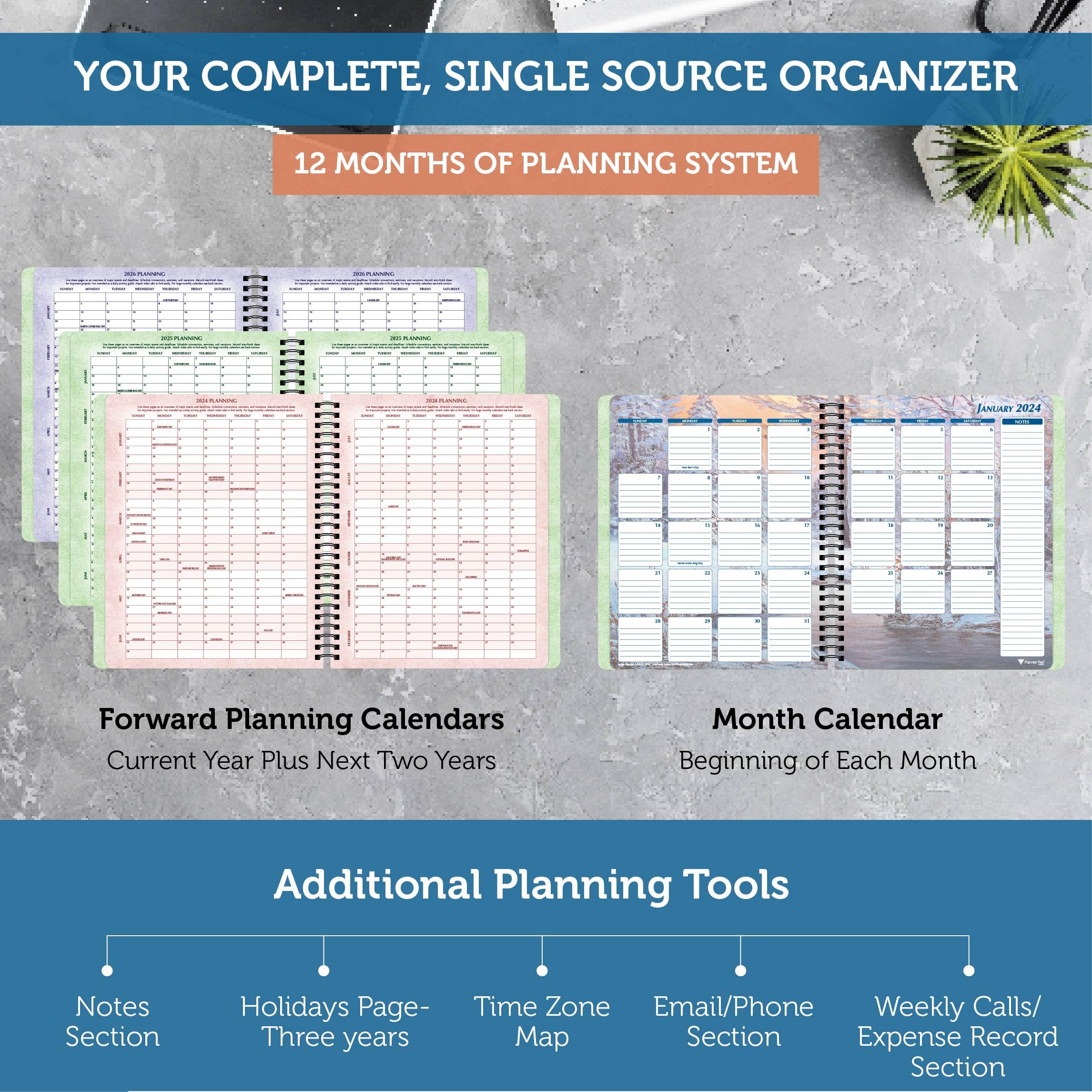 Mua Planner Pad Spiral Bound 3-Tier Funnel Down 12 Month Organizer ...