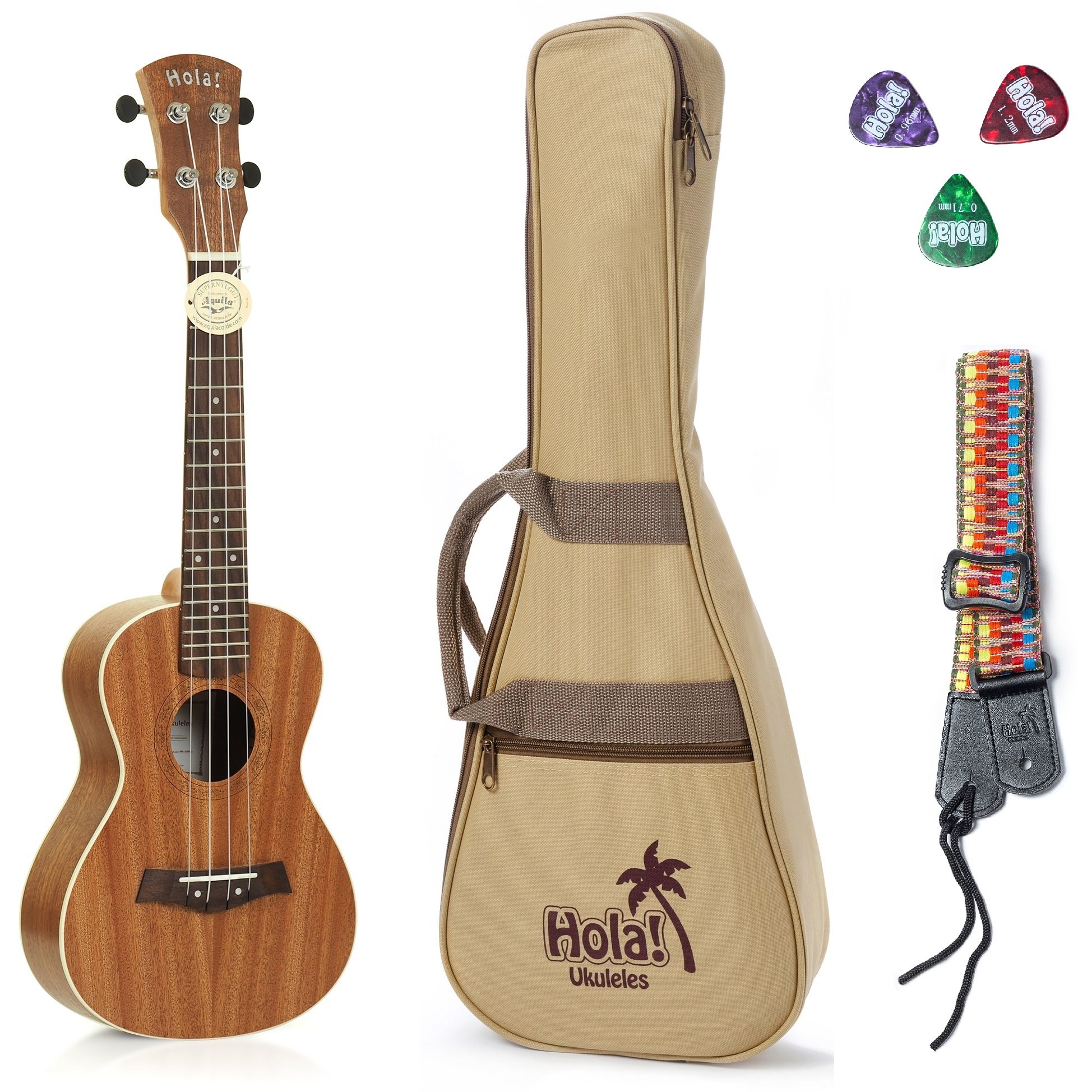 Concert Ukulele Bundle, Deluxe Series by Hola! Music (Model HM-124MG ...