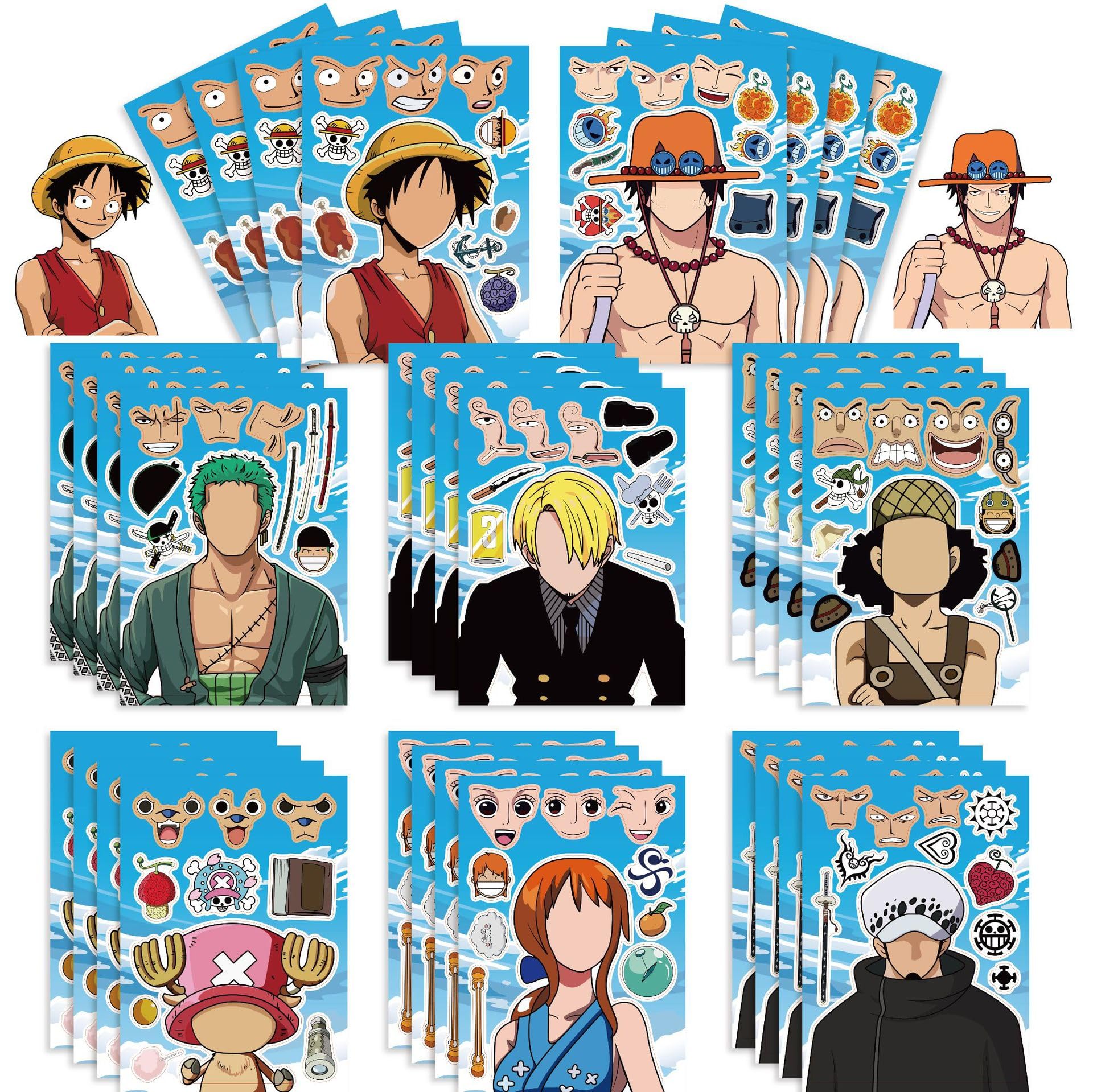 Mua 24 Sheets Make a Face Stickers for [One Piece],Cute Anime Sticker ...