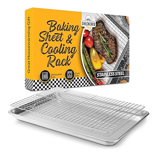 Checkered Chef Baking Sheet Pan and Cooling Rack - Half Sheet, 18" x 13 ...