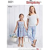 Amazon.com: Simplicity 1451 Easy to Sew Toddler Girl's Dress, Top ...