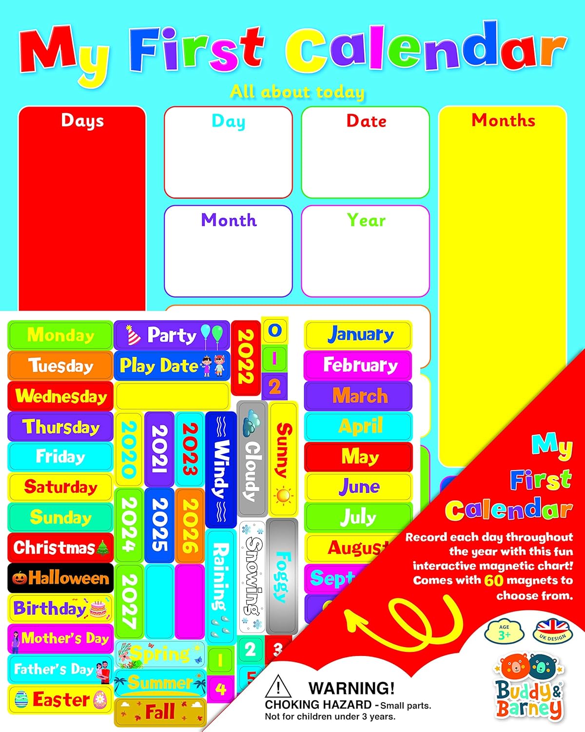Buddy & Barney | MY FIRST CALENDAR | Magnetic Wall Weather Chart, for ...