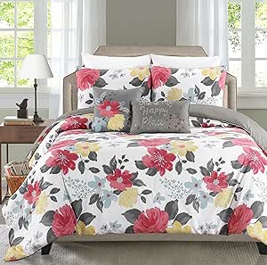Amazon.com: Blissful Living Printed 4-5 Piece Comforter Set Including 2 ...