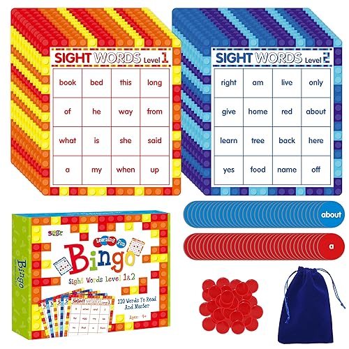Sight Word Bingo Game, 120 Sight Words Learn to Read Level 1 & Level 2 ...