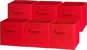 Amazon.com: 6 Pack - SimpleHouseware Foldable Cube Storage Bin, Red ...