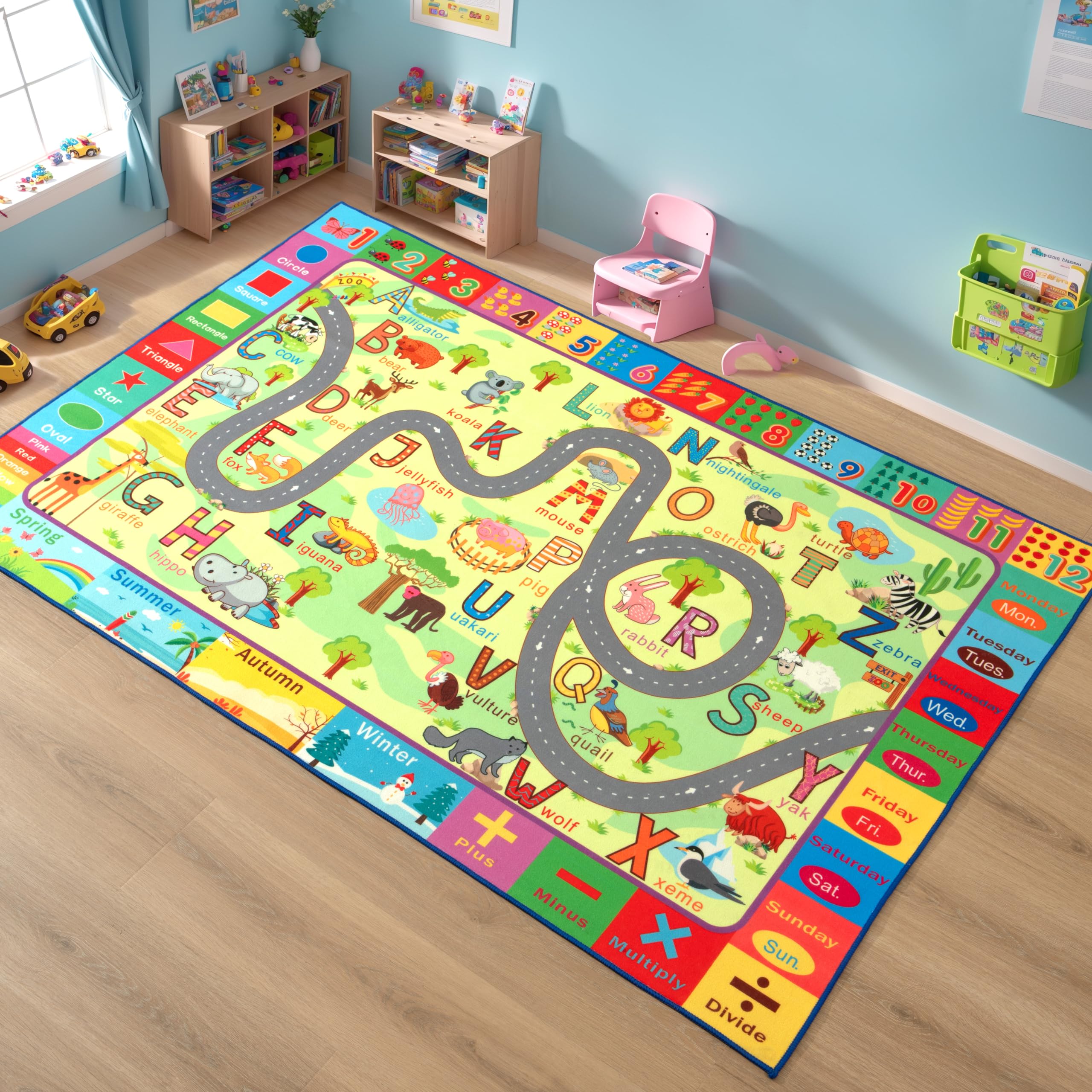 Terrug Kids Rugs for Playroom, Educational Classroom Rug for Kids Room ...