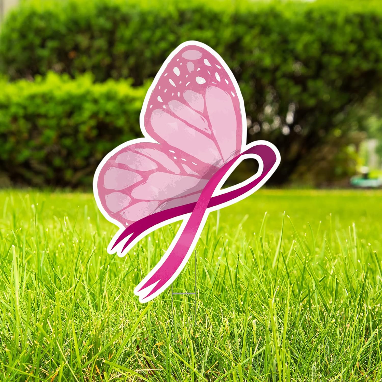 Amazon.com: Yard Sign Company - Pink Butterfly Breast Cancer Awareness ...