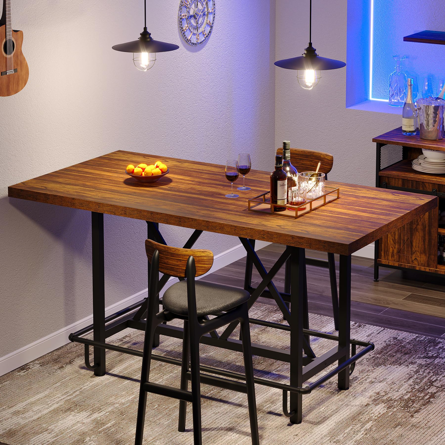 Bar Height Dining Table Finmind 62.6-Inch Bar Table, Counter Height Pub ...