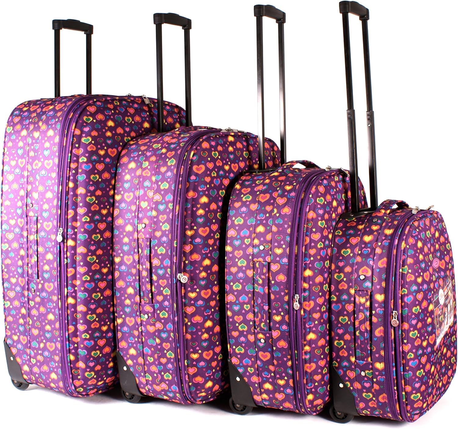 TC-HP-01 Purple Hearts Luggage Set of 4 - Funky Lightweight Aero Travel ...