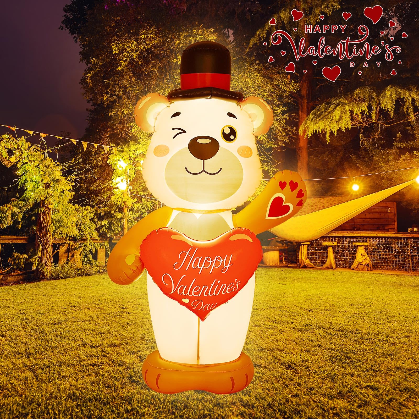 Kasyat 6 FT Valentines Day Inflatable Bear PVC Valentines Bear Blow Up ...