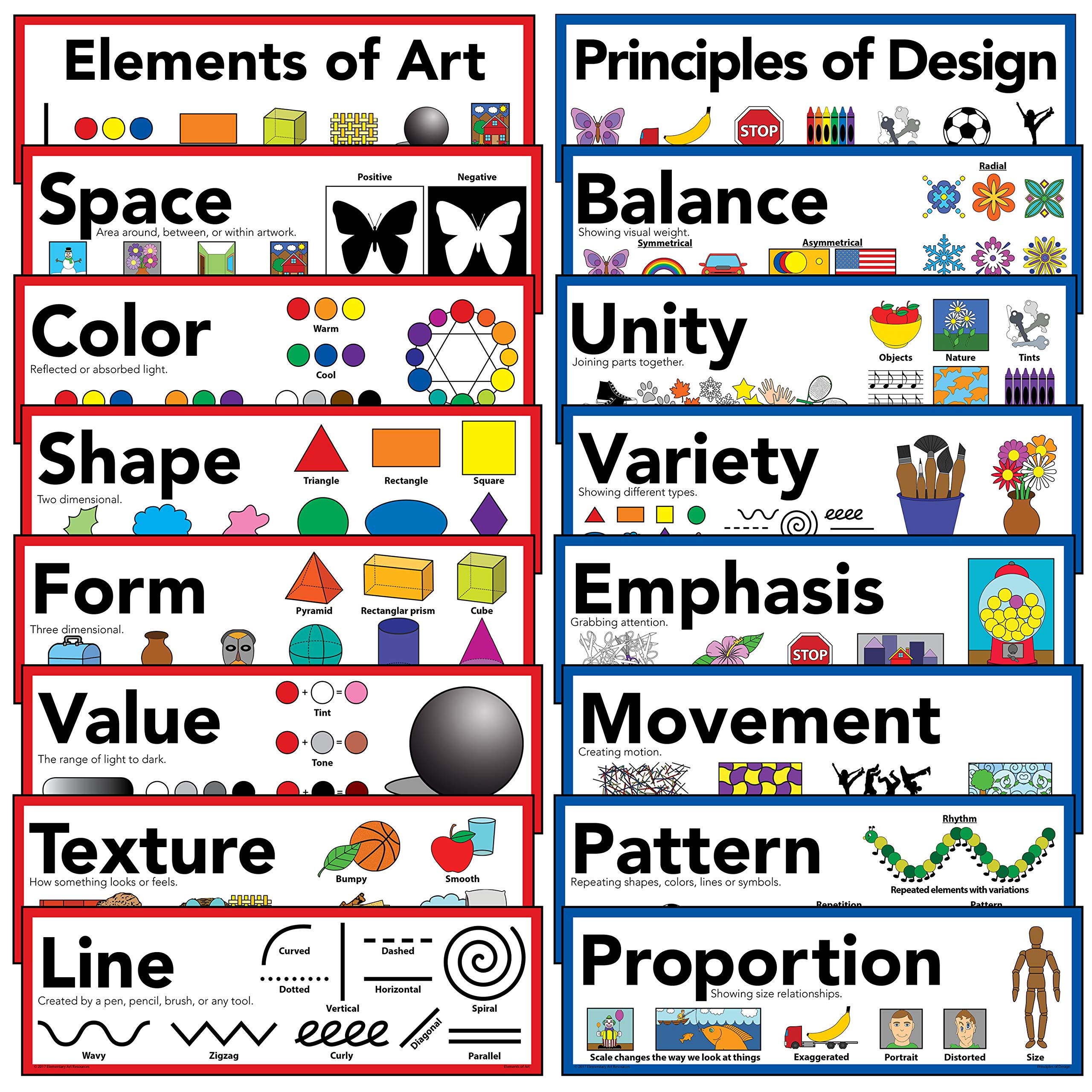 Elements Of Art Principles Of Design Art Poster 5 X 16 Set Of 16