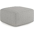 Amazon.com: SIMPLIHOME Nate Square Pouf, Footstool, Upholstered in Patterned Grey Melange Hand ...