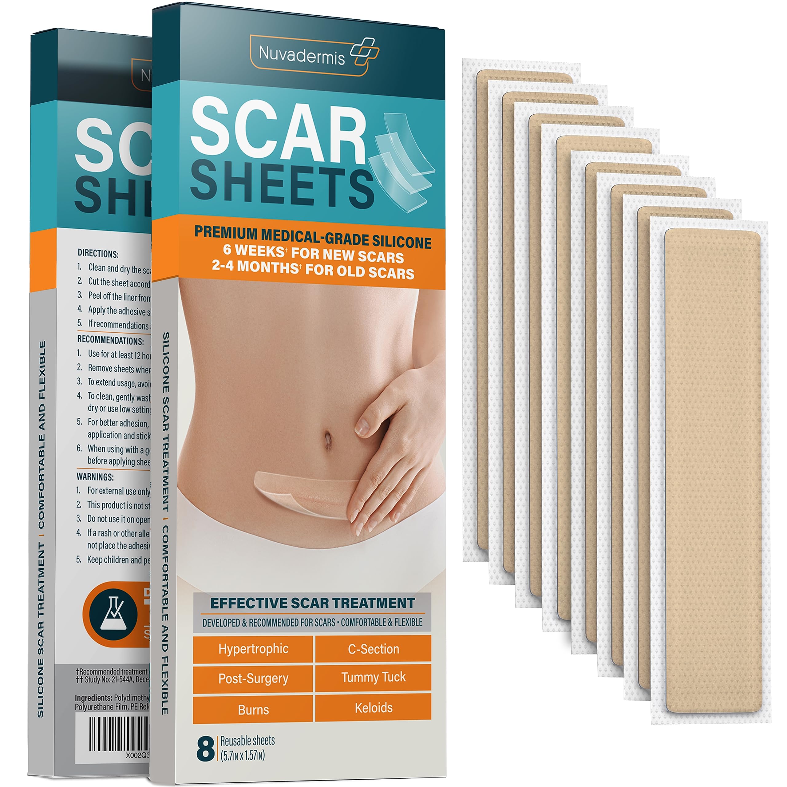 Mua NUVADERMIS Silicone Scar Sheets - Extra Long Scar Sheets for C ...