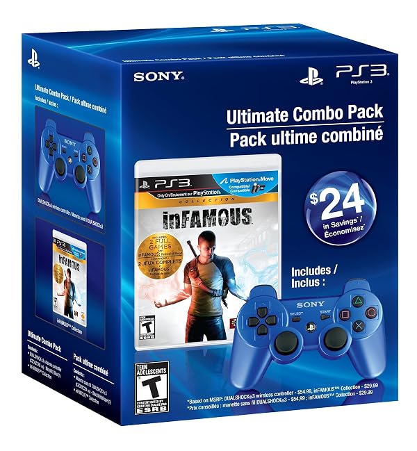 Ultimate Combo Pack - Infamous 1&2 Dual Pack & Blue Dualshock 3 ...