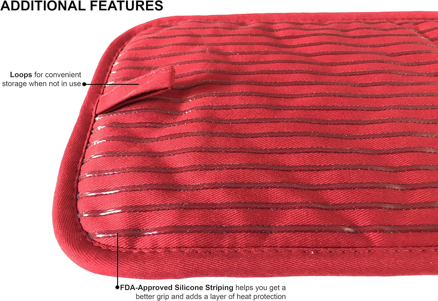 Big Red House Oven Gloves Set – 2 Silicone and Cotton Pot Holder Mitts ...