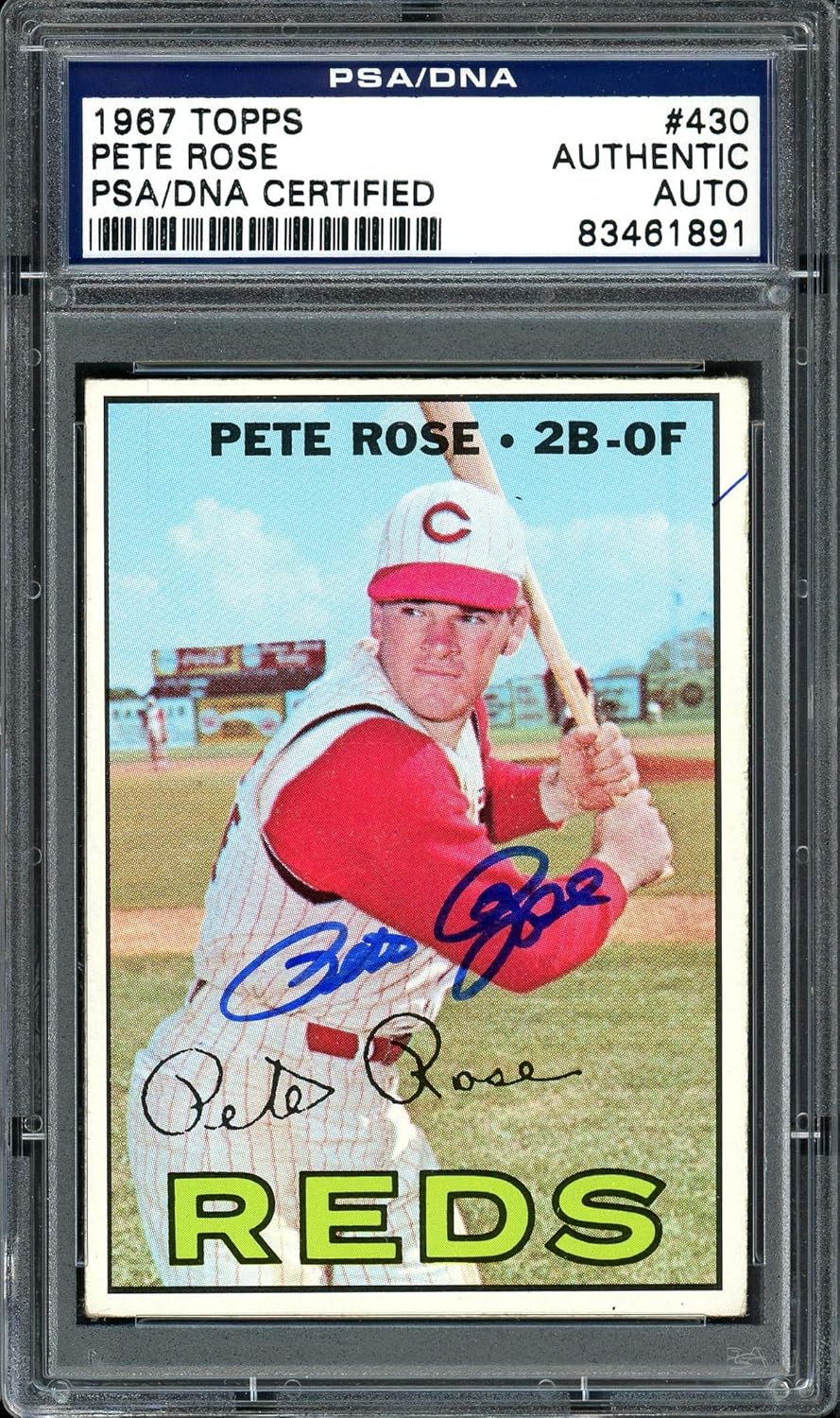 Pete Rose Autographed 1967 Topps Card #430 Cincinnati Reds PSA/DNA ...