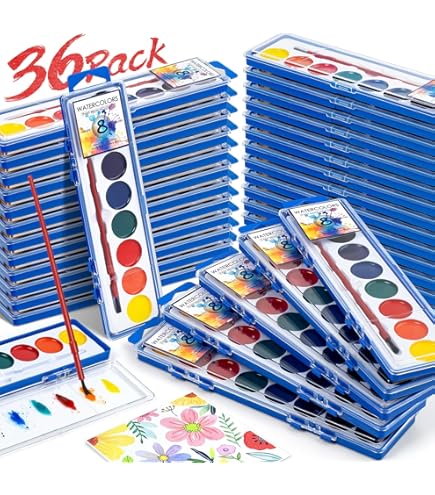 Classroom Art Supplies 24 Pack Kids Watercolor Paint Sets - 8 Colors ...