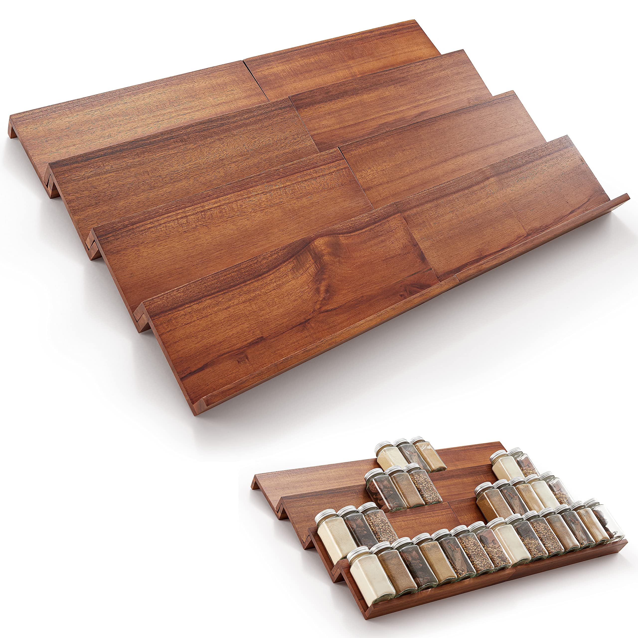 Tinamo Wood Spice Drawer Organizer - Acacia Wooden Tray Spice Racks ...