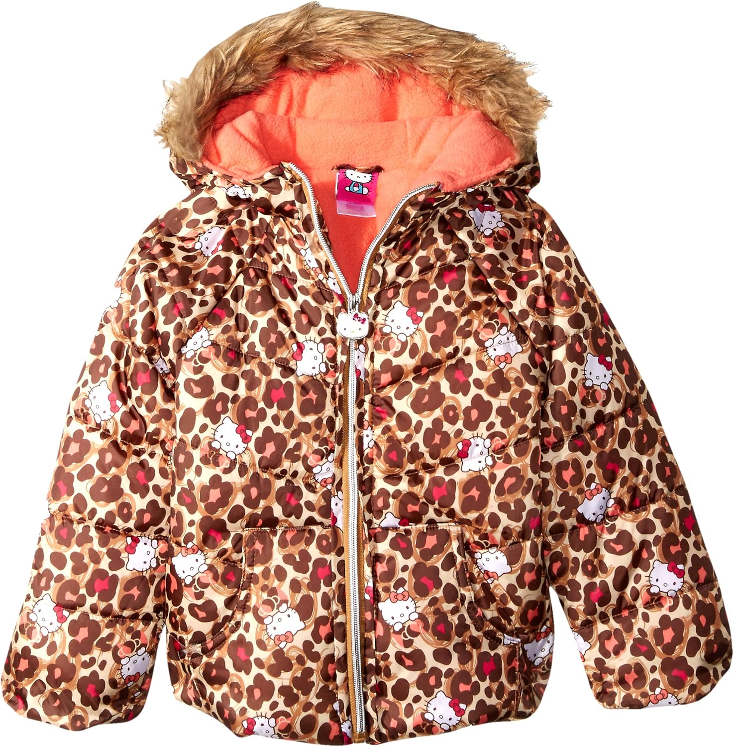 Amazon.com: Hello Kitty Girls' Toddler Printed Puffer Jacket with Fur ...