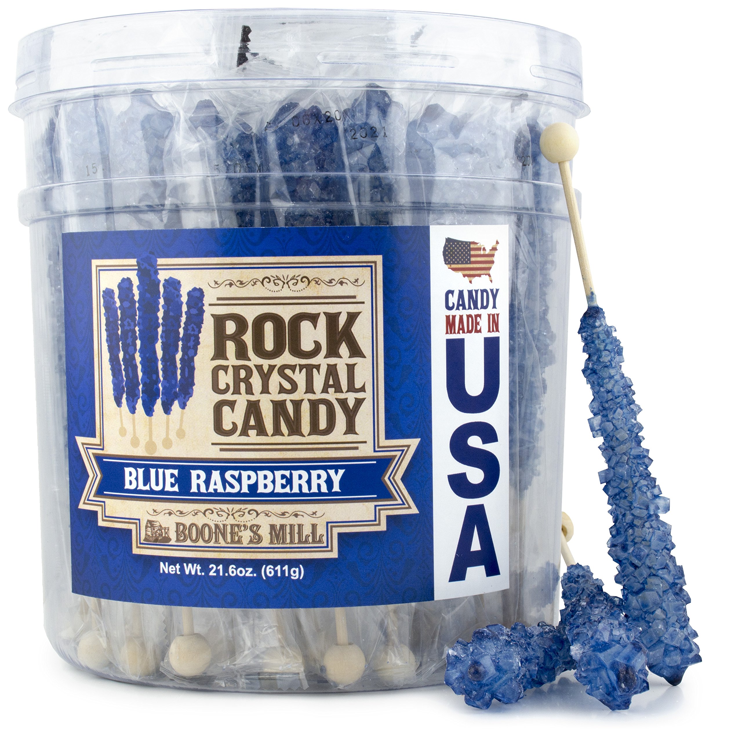 Amazon.com : Boone's Mill | Rock Crystal Candy Sticks | Blue Blueberry ...