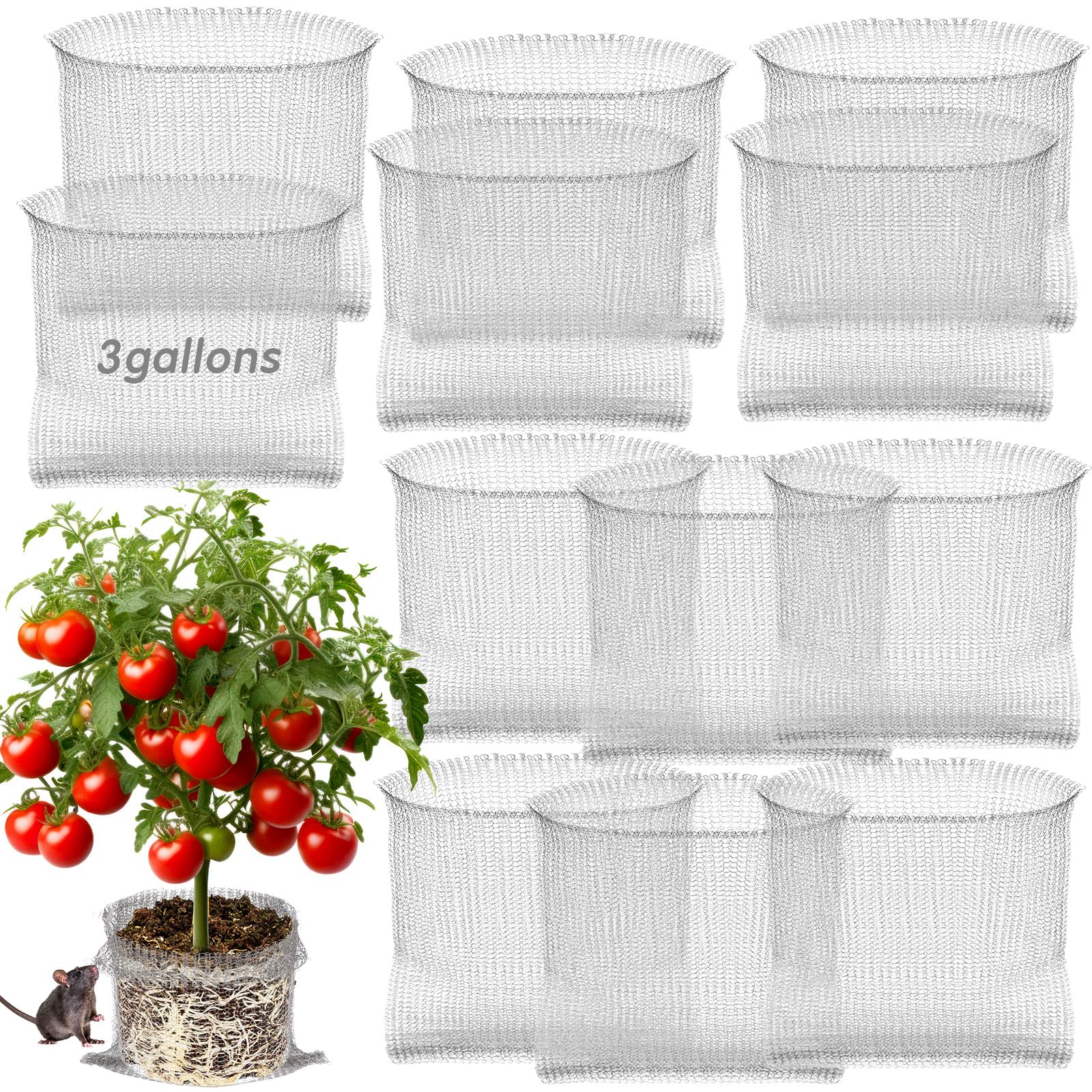 SEEWEY 12 Pcs 3 Gallon Gopher Baskets Plant Root Guard Baskets ...