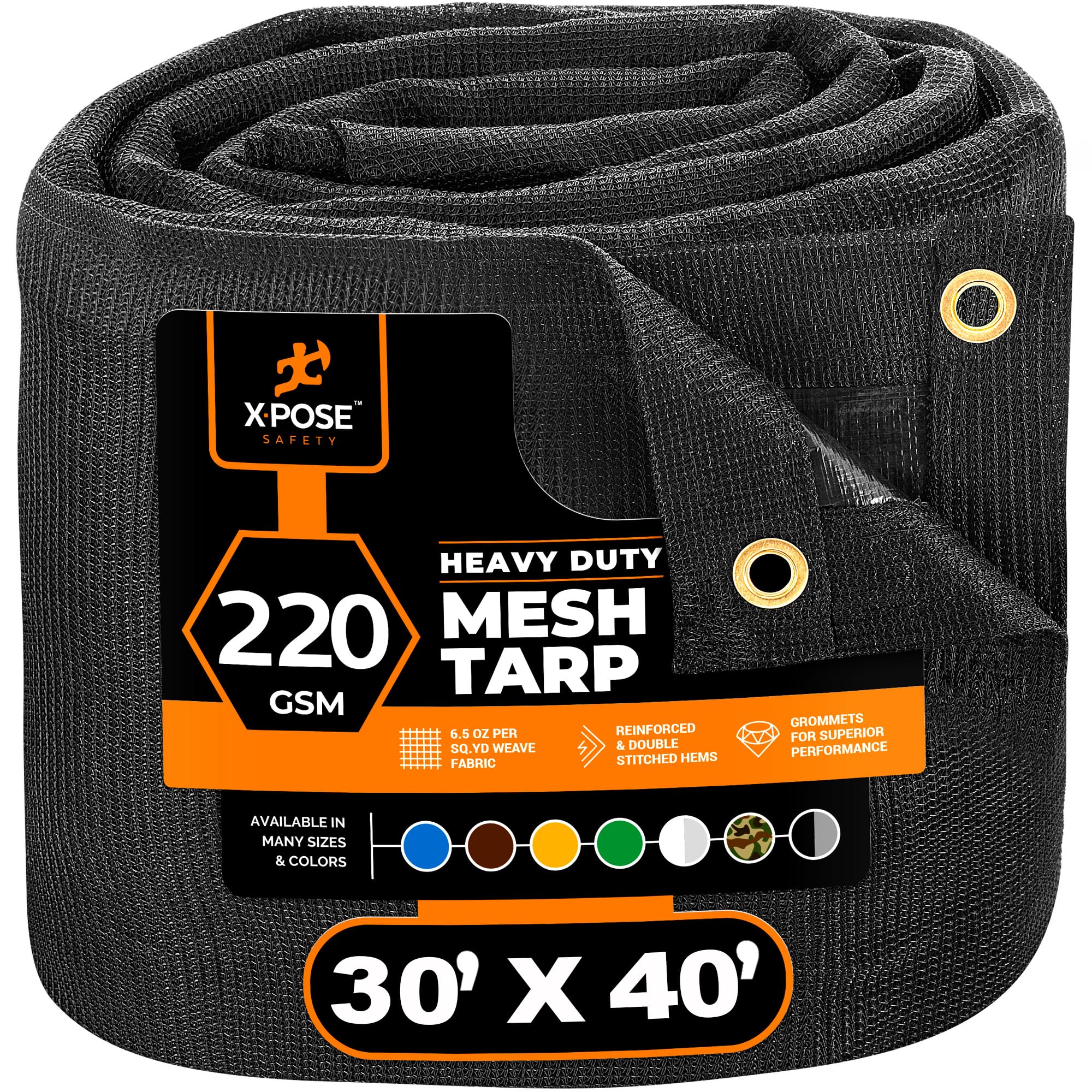 Xpose Safety Heavy Duty Mesh Tarp – 30' x 40' Multipurpose Black ...