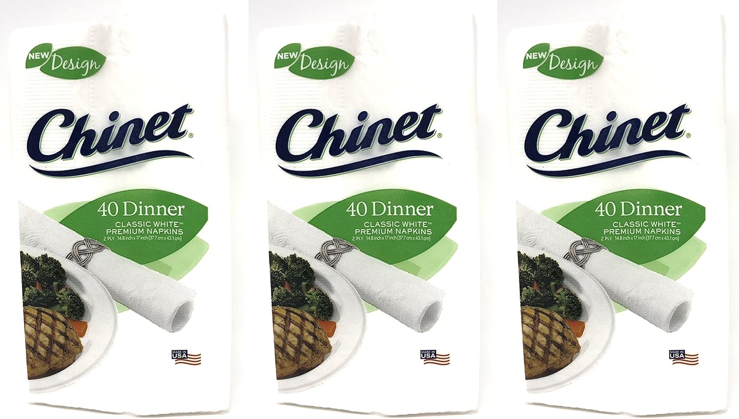 Amazon.com: Chinet Classic White Premium Dinner Napkins, 2 Ply, 40 ...