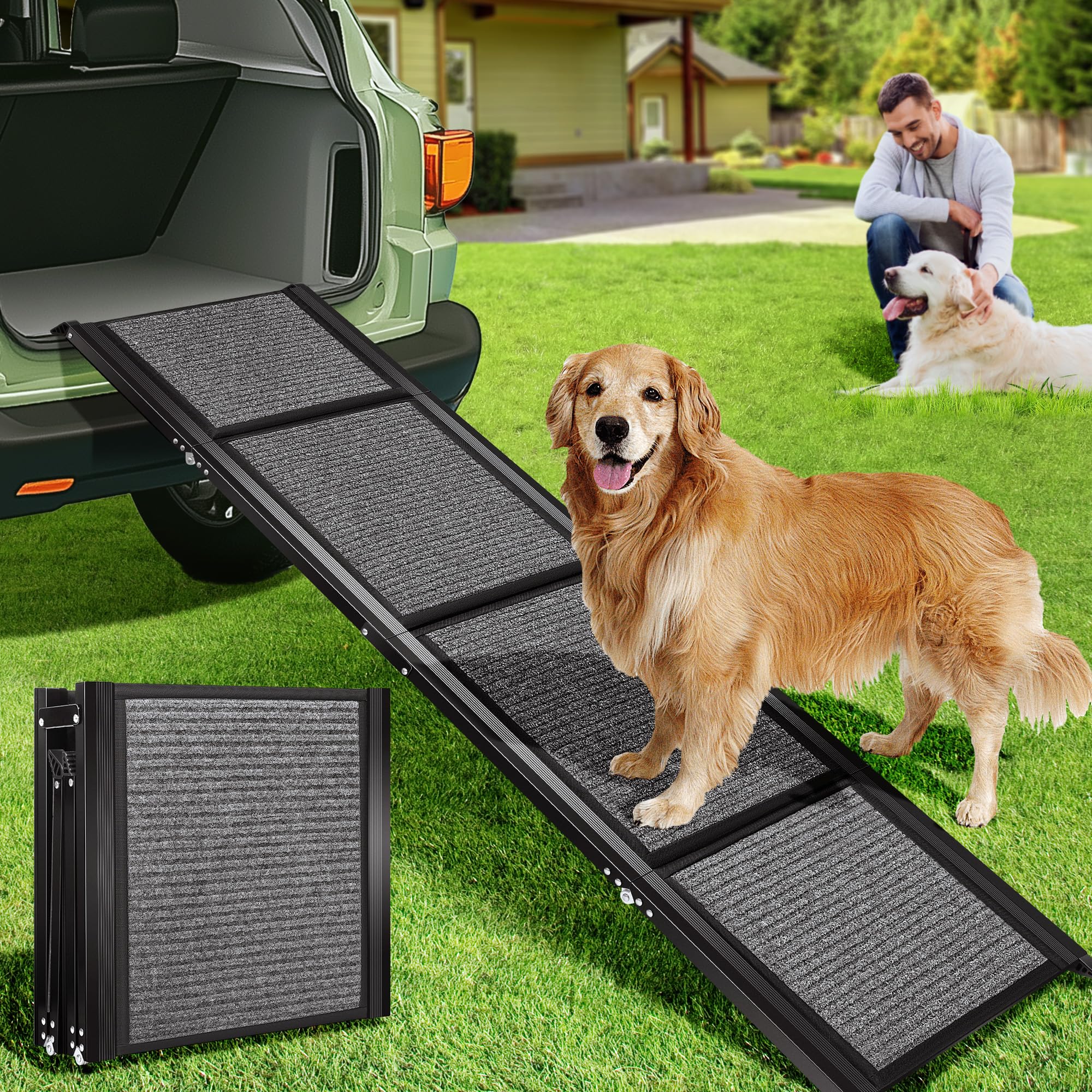 VIVOHOME Dog Ramp for Car, Stairs, 71" x 20" Extra Long & Wide Folding ...