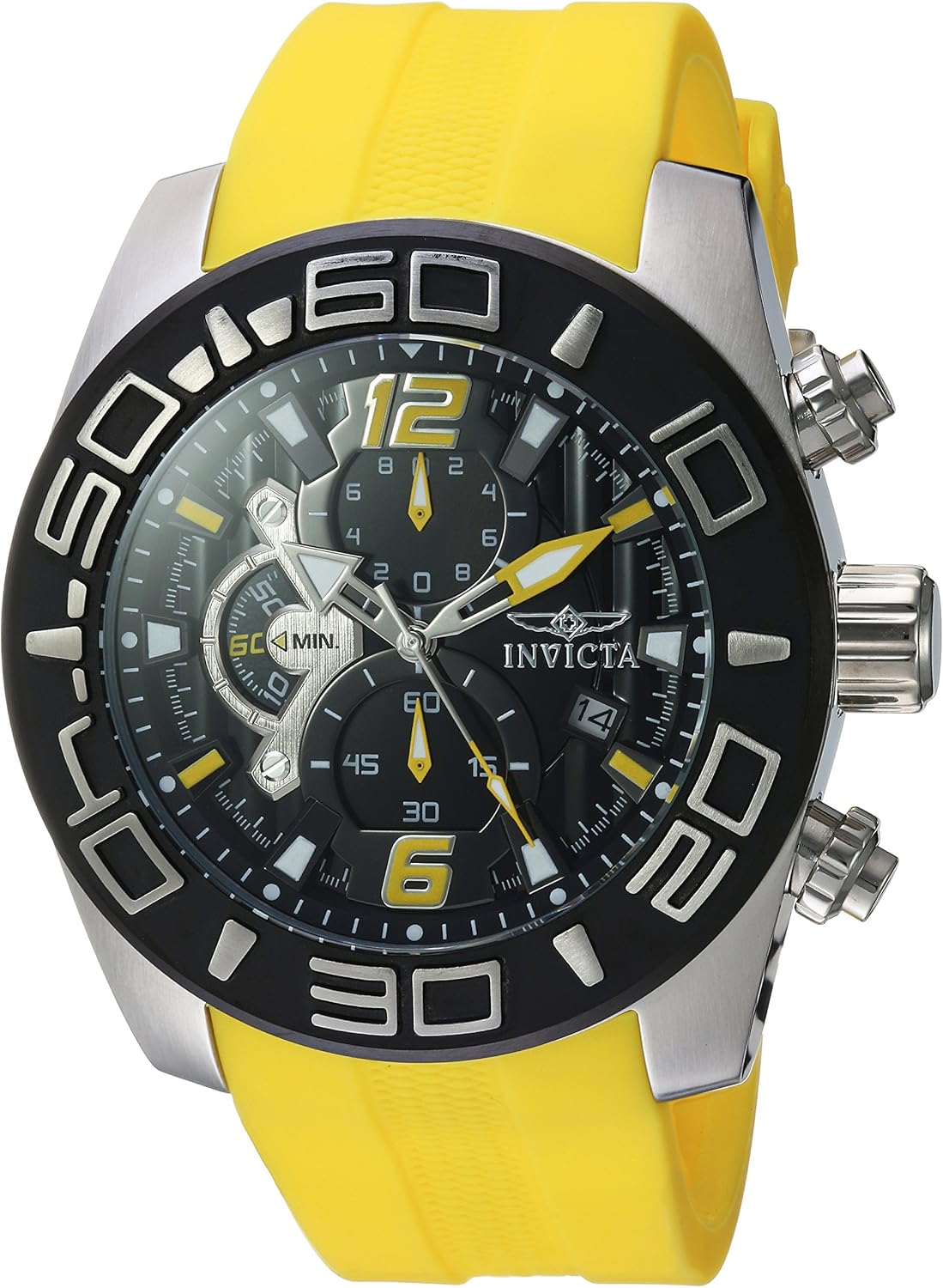 Invicta Women's 22808 ProDiver Chrono Yellow Black Dial and Bezel Watch ...
