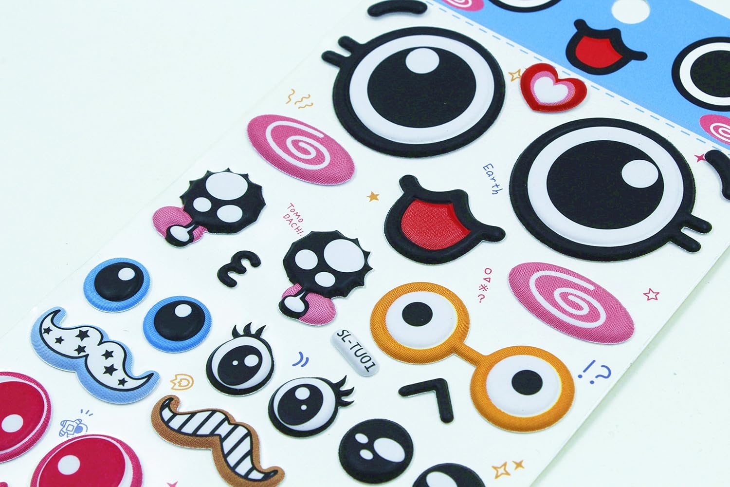 Faces Stickers 4 Sheets with Lips, Glasses, Beard, Ties Foam Eyes ...